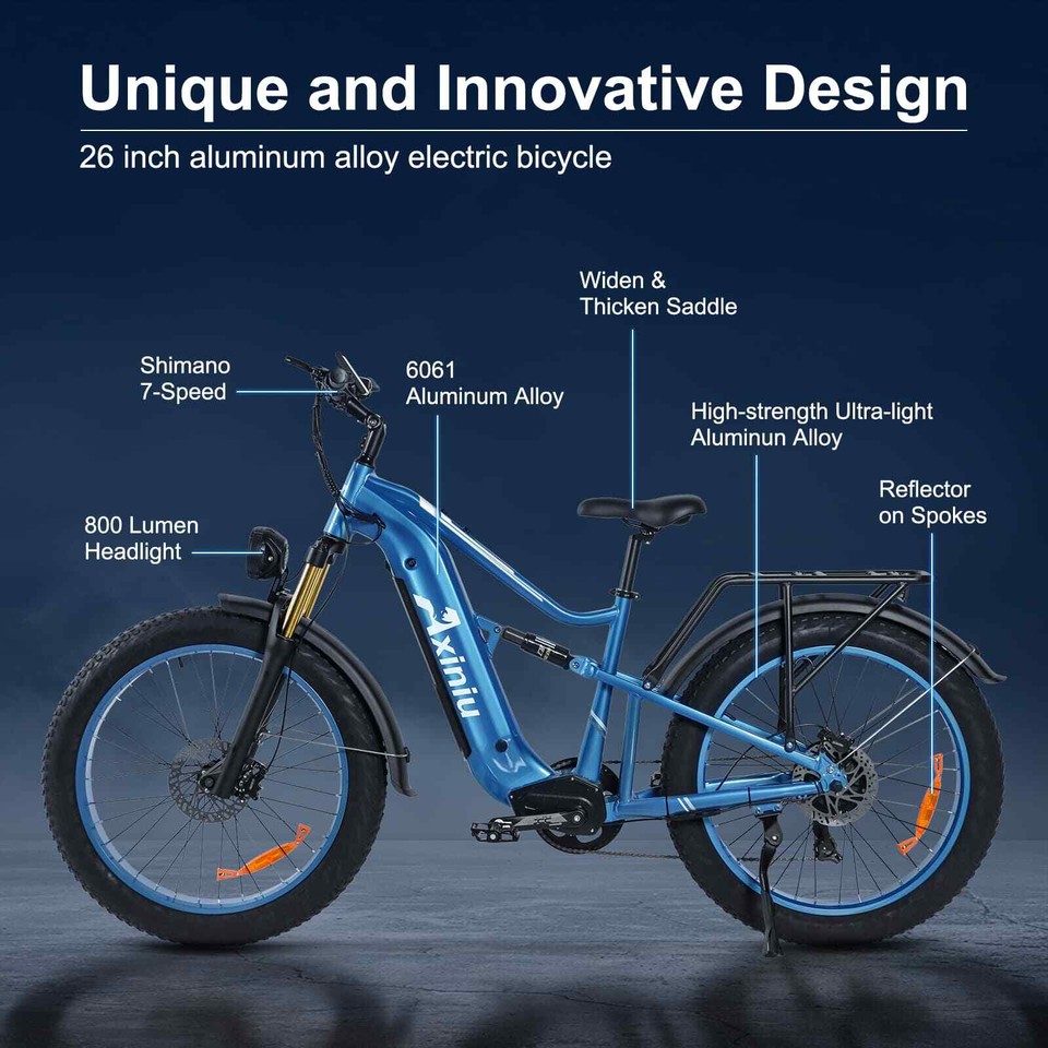 1800W E-Bike 38MPH 26" Fat Tire 52V Motor 30Ah Electric Bicycle For ...
