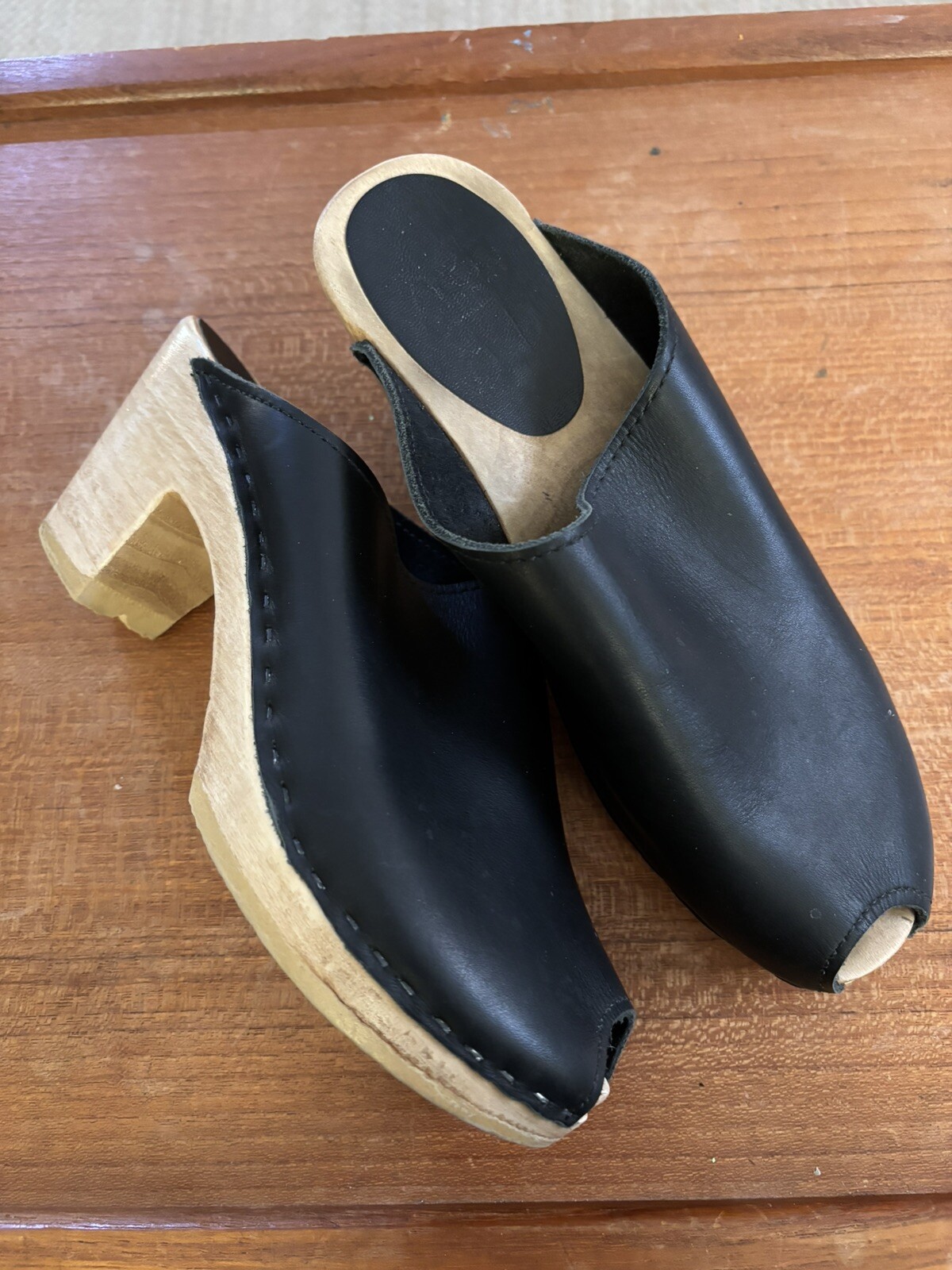 Sven Clogs 40 Black Leather New Casual Slip On Sweden… - Gem
