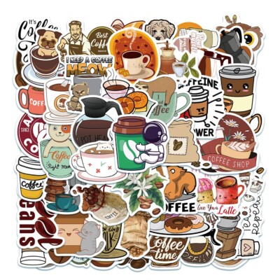 50pcs Stylish Coffee Beans Shop Decor Espresso Latte Coffeeholic ...