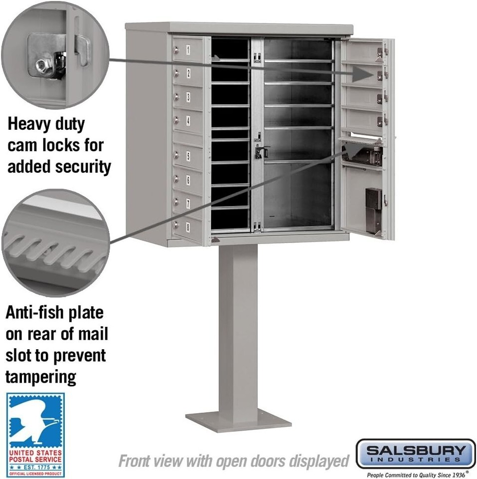 Salsbury 12 A Size Doors, Type II Cluster Box, Gray, USPS Lock ...