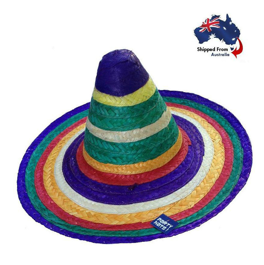 Mexican Straw Hat Rainbow Sombrero Cowboy Spanish Fiesta Party Costume ...