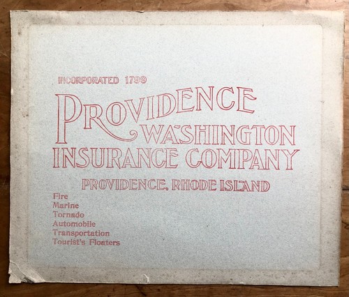 Antique PROVIDENCE Washington Trust Insurance AD SIGN Rhode Island ...