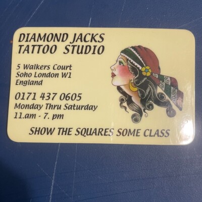 Vintage y2k IAN KAYE DIAMOND JACKS TATTOO CO. London BUSINESS CARD | eBay