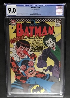 BATMAN #186 CGC 9.0 JOKER COVER 1st APP GAGGY THE CLOWN DETECTIVE DC ...