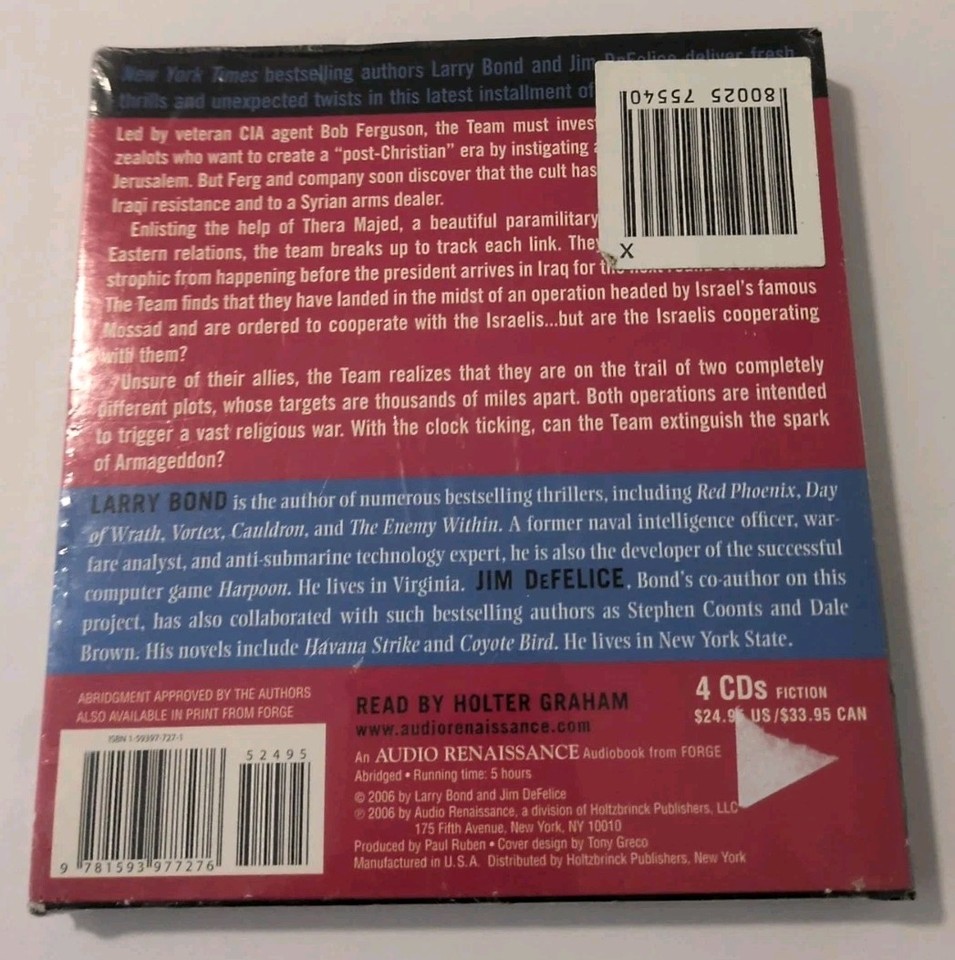 Larry Bond's First Team Angels With Wrath Audiobook CD New B23 ...