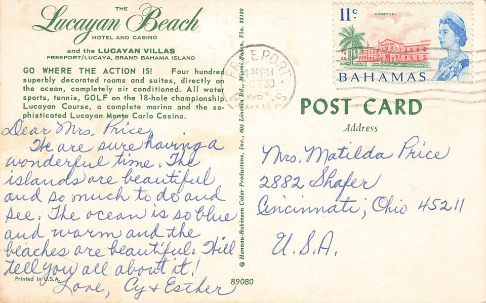 The Lucayan Beach Hotel And Casino Postcard Posted Go Where The Action ...