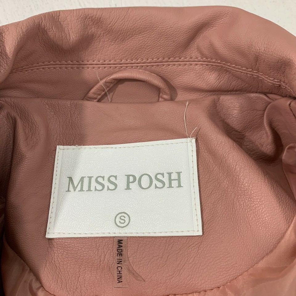 Miss Posh Faux Leather Moto Jacket Women's Size S Mauve Side Zip ...