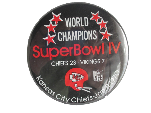 Kansas City Chiefs World Champions Super Bowl IV 1970 NFL Button Pin ...