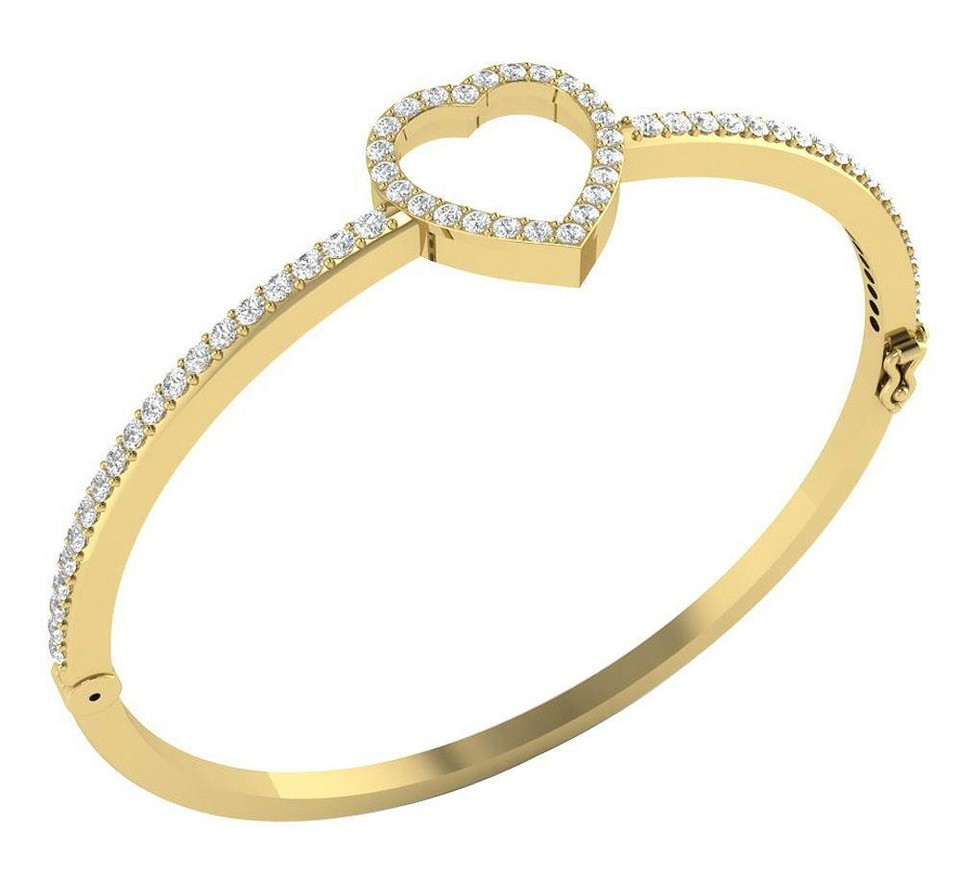 Looking For Beautiful Heart Bangle Bracelet Rose Gold SI1 G Round ...