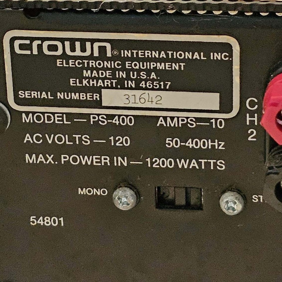 Crown PS-400 2-Ch. Power Amplifier - Factory Refurbished - Everything ...