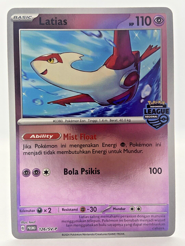 Special Pokemon Indonesia Latias Holo 126/SV-P Promo Regional League ...