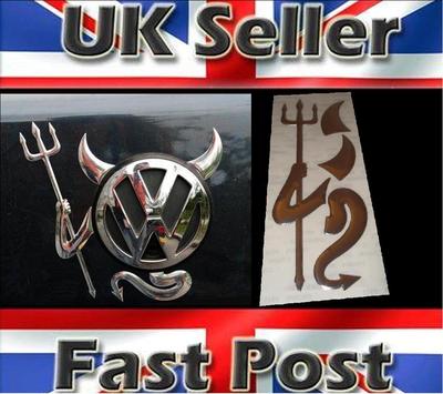 3D Dome Devil Demon Car Sticker Decal Badge Silver Chrome Effect VW T4 ...