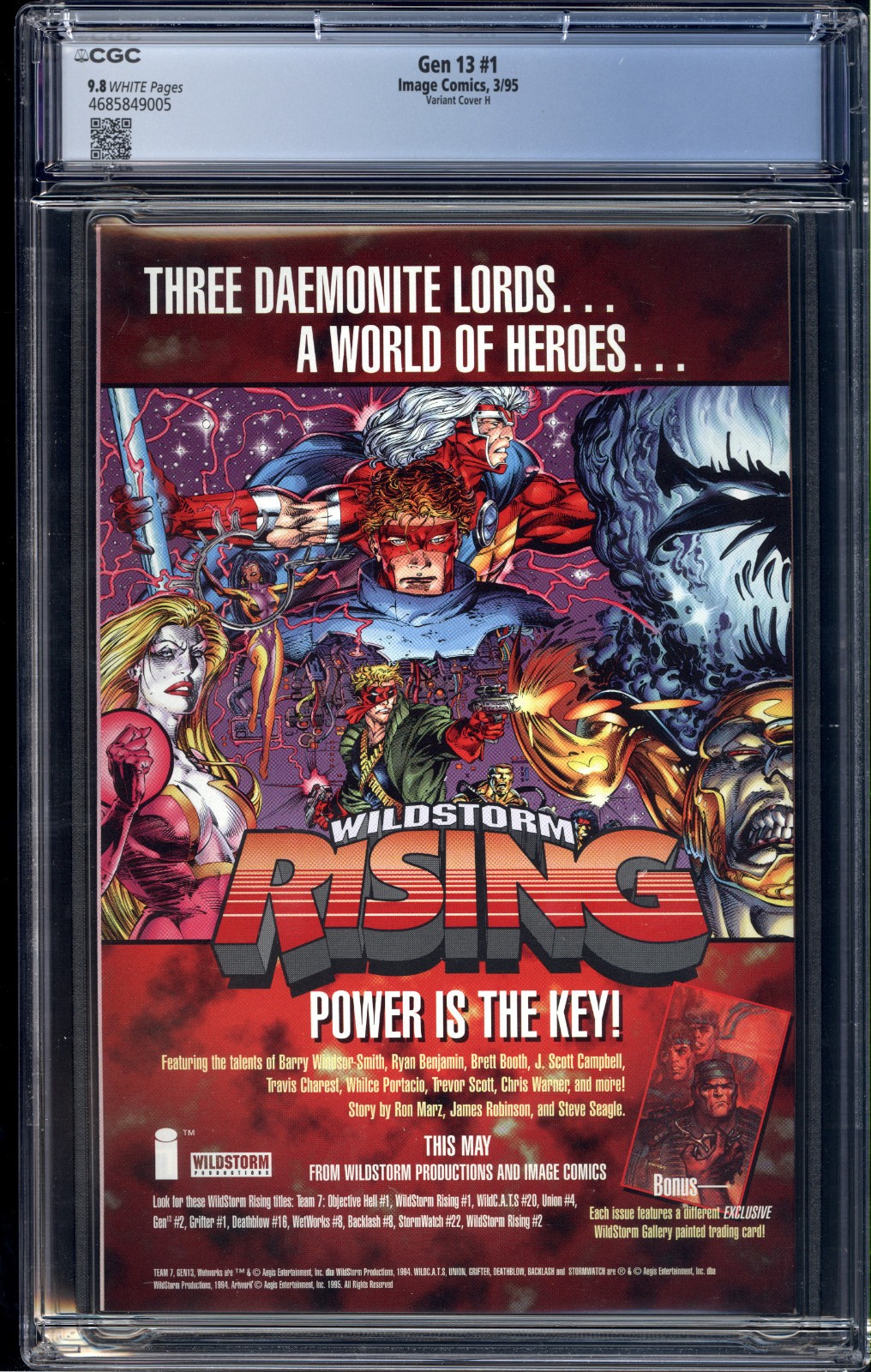Gen 13 #1 Variant Cover H CGC 9.8 "Gen-et Jackson" Image 1995 Rolling ...