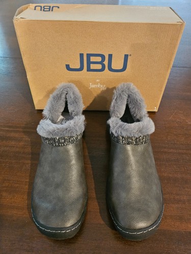 JBU Jade Gray Slip On Faux Fur Lined Shoe Slipper Womens 9 1/2 | eBay