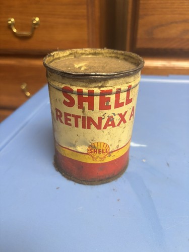 Vintage 1 Pound Shell Oil Company USA Retinax A Grease Tin Can Partial ...