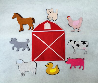 Who's behind barn door game/Farm animal Felt Story/Flannel Board/Circle ...
