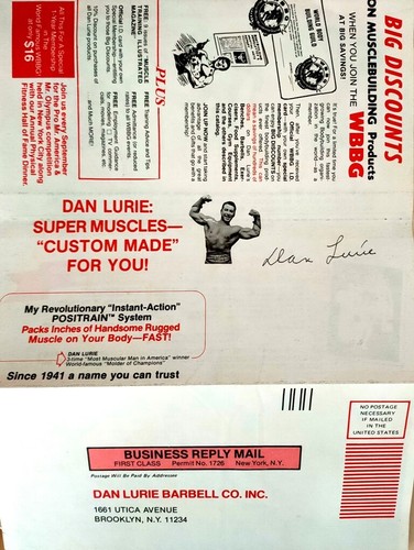 Dan Lurie bodybuilding signed order form | eBay