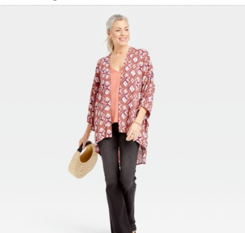 Women's XS Long Open-Front Duster Cardigan by Knox Rose in Cognac New ...