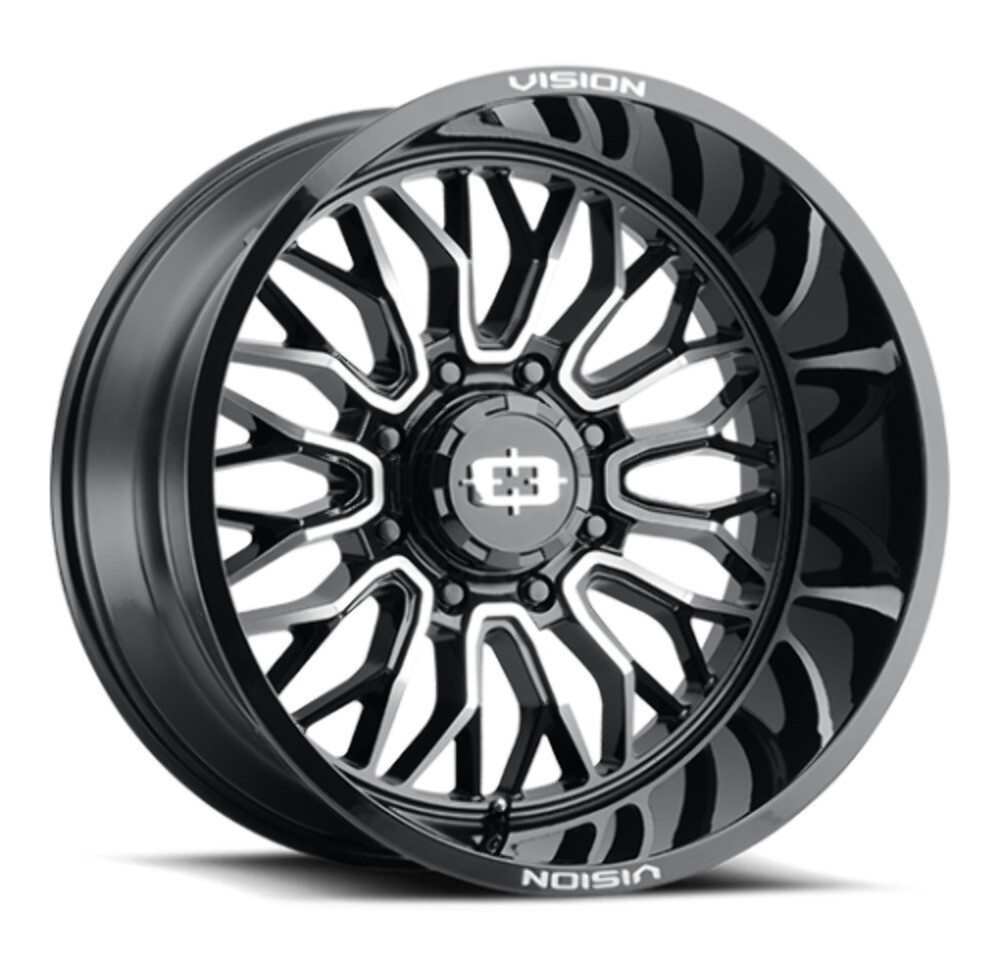 22" Vision 402 Riot Gloss Black Machined Face Wheel 22x12 8x6.5 Lifted ...
