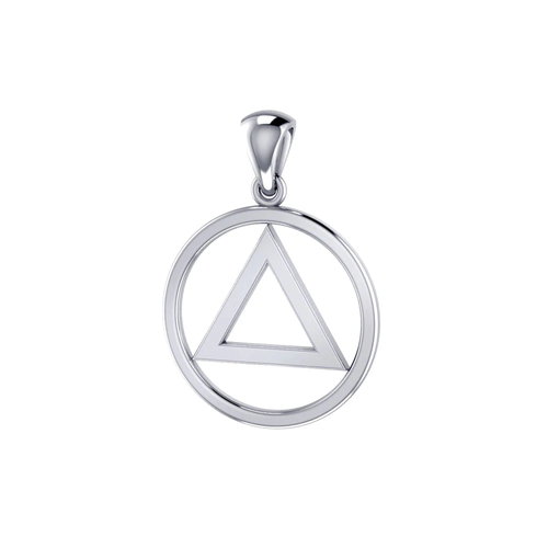 AA Recovery Triangle Symbol 925 Sterling Silver Pendant Sobriety Fine ...
