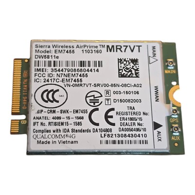 MR7VT Sierra Wireless Airprime WWAN DW5811E EM7455 LTE 300MBPS 4G HF # ...