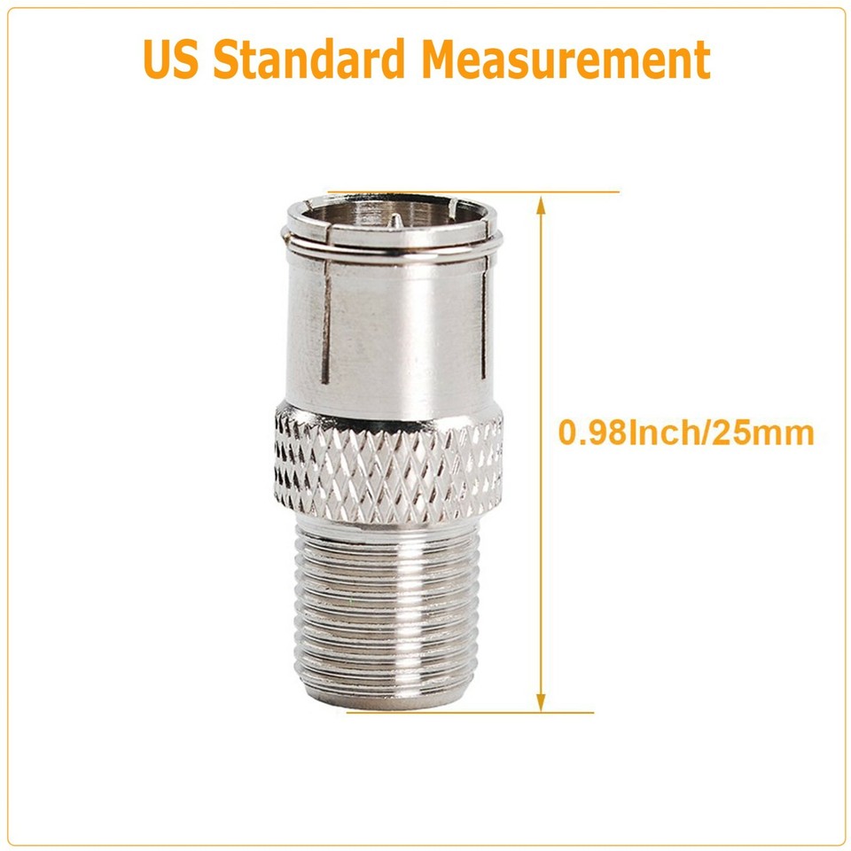 5 Pack F-type Quick Push-On Adapter Male-Female Coaxial Cable Connector ...