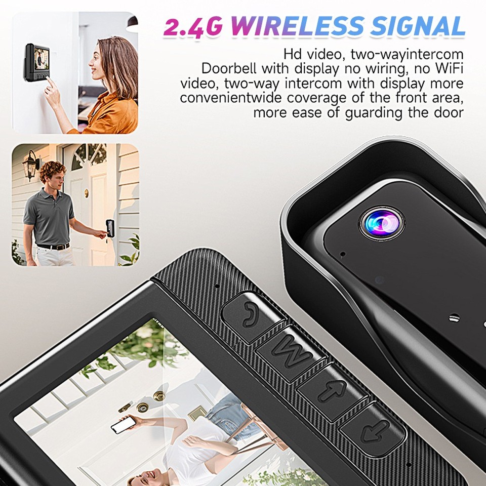 HD Wireless Video Door Bell Camera with Monitor Doorbell Night Vision ...