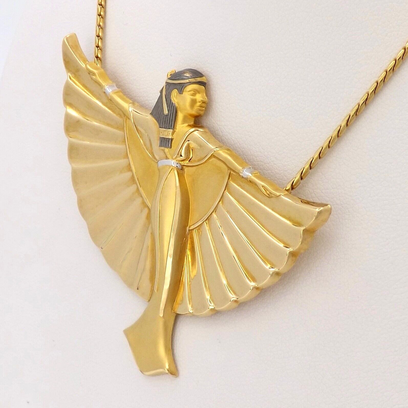 18K Gold Egyptian Isis Winged Goddess Slide Charm Pen… - Gem