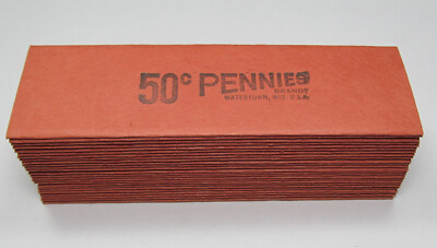 Lot of 25 Vintage Brandt 50¢ Pennies Coin Roll Wrappers for Wheat Cents ...