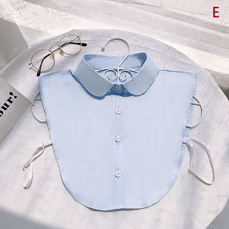 Women Cotton Fake Collar Blouse Vintage Solid Detachable Shirt Collar ...