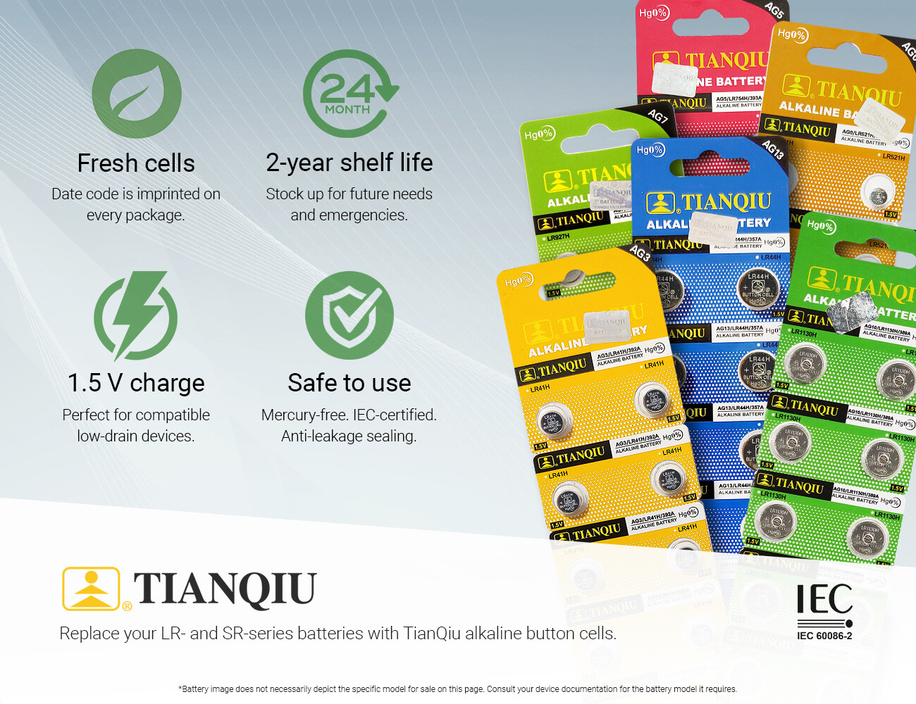 Tianqiu LR41H AG3 392A Alkaline 1.5V Button Cell Batteries (20 Pack) | eBay