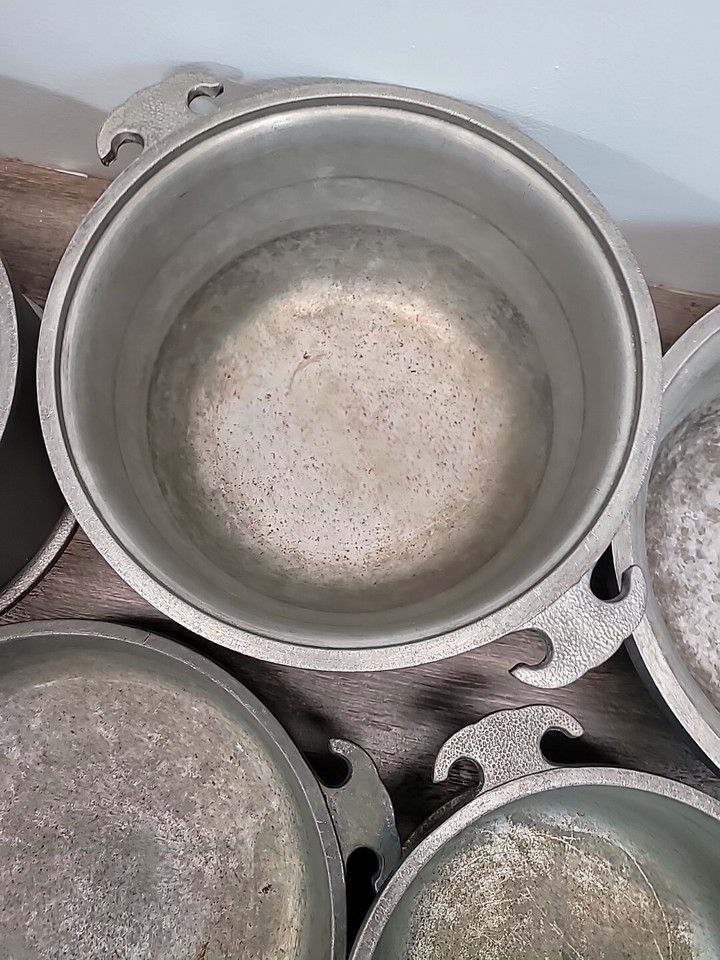 Vtg. Guardian Service Set Of 10 Cast Aluminum Cookware Pots W/Lids 6 ...