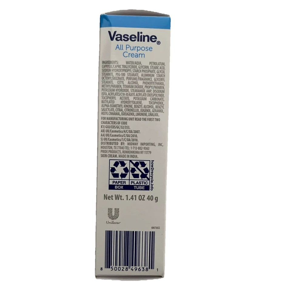 Vaseline Intensive Care All Purpose Cream Rough Skin Relief 1.41 oz New ...