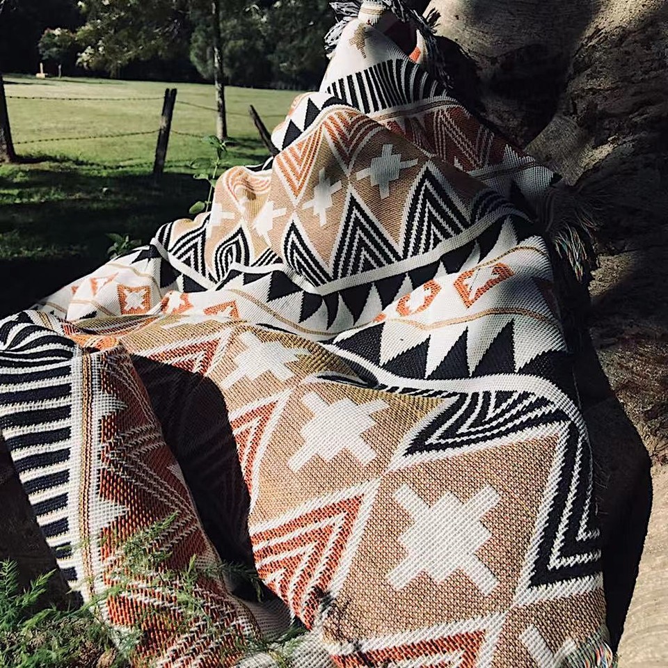 S-XLarge Indian Tribal Navajo Sofa Throw Blanket Aztec Cotton Picnic ...