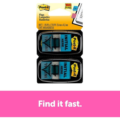 Post-it Arrow Message 1" Page Flags "Initial Here" Blue 2 50-Flag ...