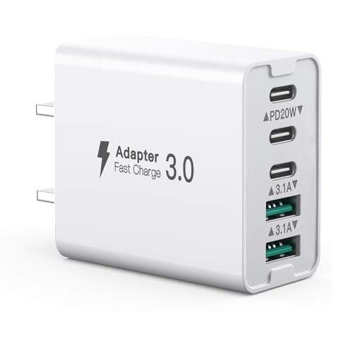 50W 5-Port USB-C Fast Charger Block for iPhone 12/13/14/15 & Samsung ...