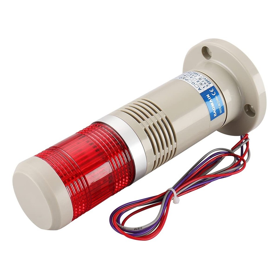 Alarm Warning Continuous Light 110V AC Industrial Buzzer Red LED Signal ...