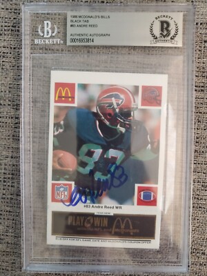 Andre Reed Rookie AUTO 1986 McDonald’s Black Tab Beckett BAS ...