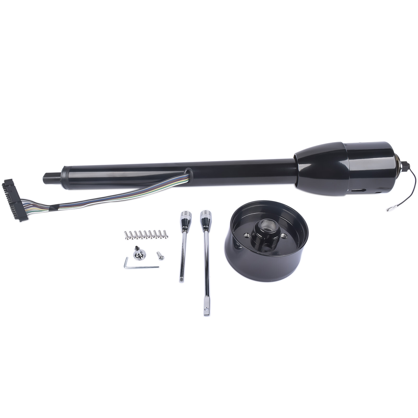 28" Black Stainless Tilt Steering Column Manual Floor Shift No Key with ...