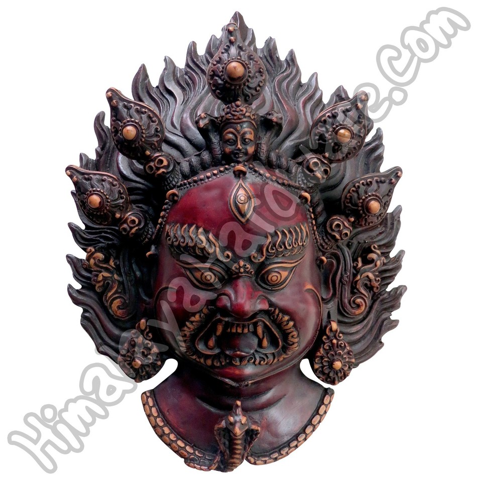 Resin Bhairava Mask: black red gold Bhairav Bhairab Kala Mahakala Shiva ...