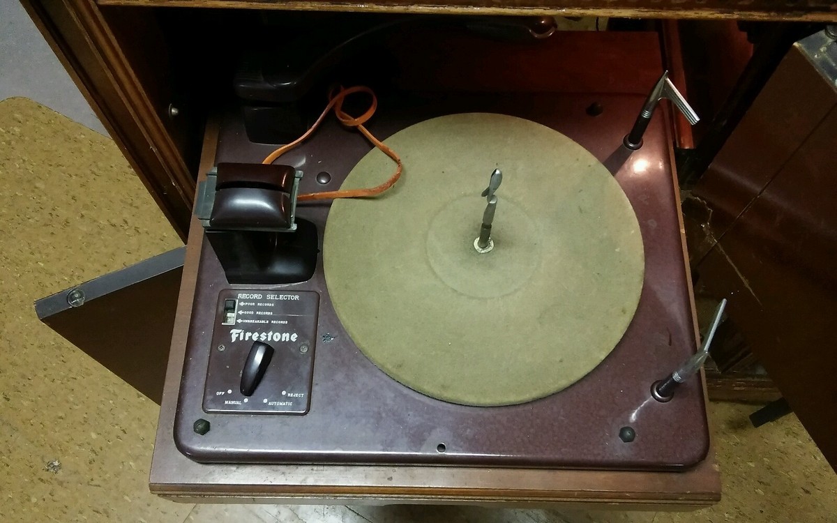 Vintage Firestone Console Radio Record Player Receiver 4a Old Cabinet