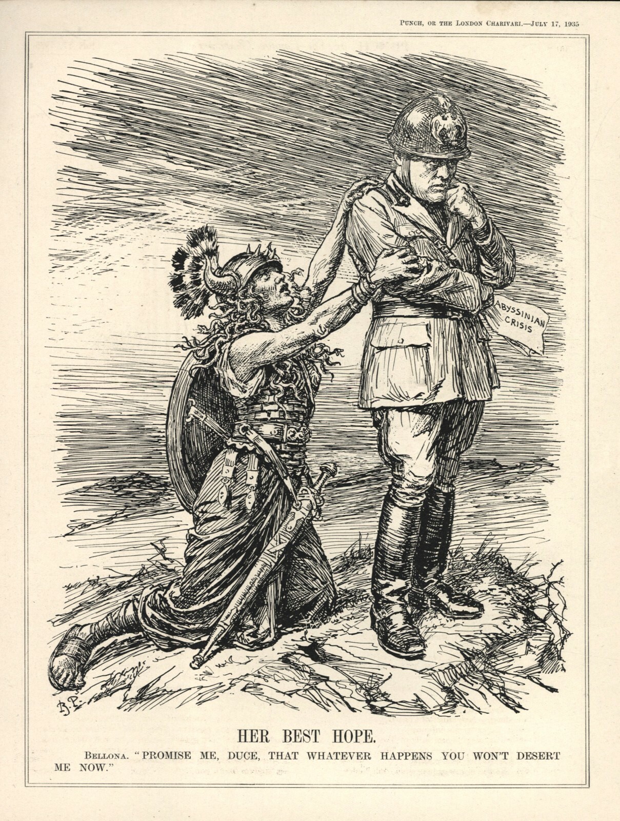 RARE Punch CARTOON - Mussolini & Ethiopia WAR [Abyssinia] Goddess of ...