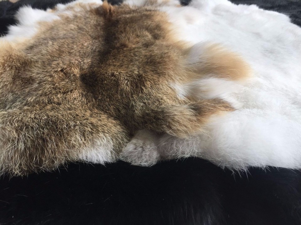 Real Rabbit Fur Blanket Rugr Pelt Throw Fur Blanket Carpet Cosy ...