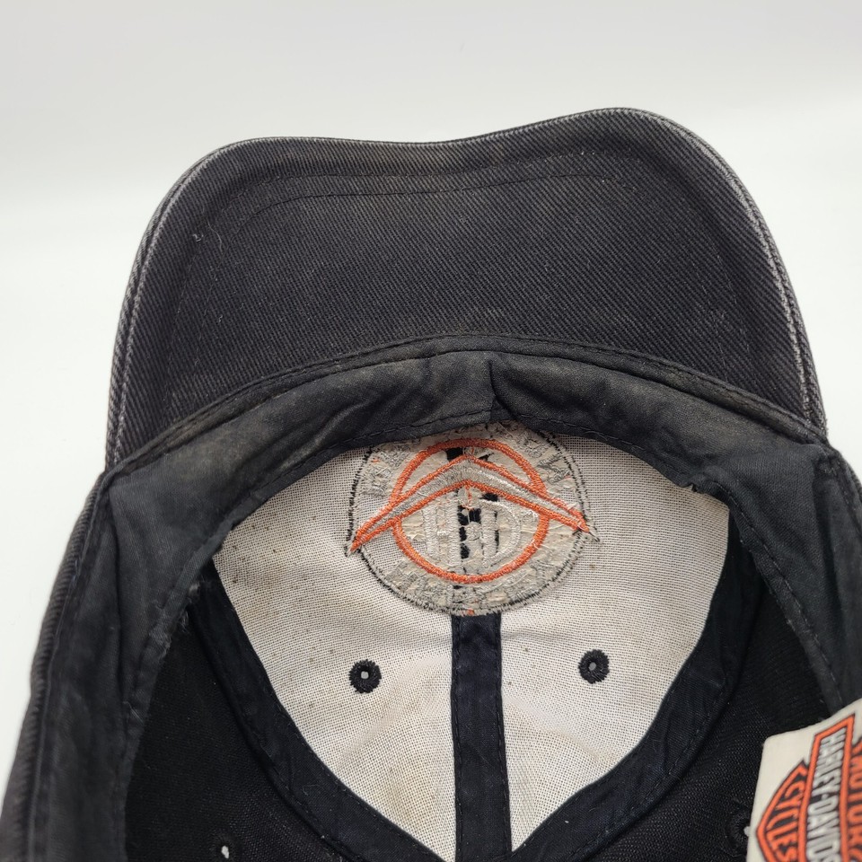 Harley Davidson Motorcycles Faded Black Strap Back Dad Hat Cap Y2K VTG ...