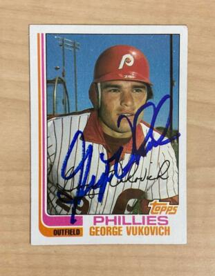 GEORGE VUKOVICH PHILADELPHIA PHILLIES SIGNED 1982 TOPPS CARD #389 W/COA ...