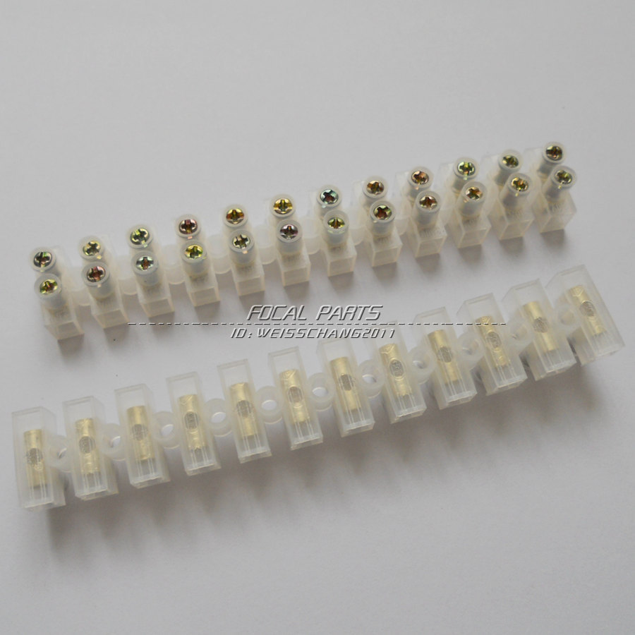 10pcs 380V 10A Dual Row 12 Positions Screw Terminal Barrier Strip Block ...