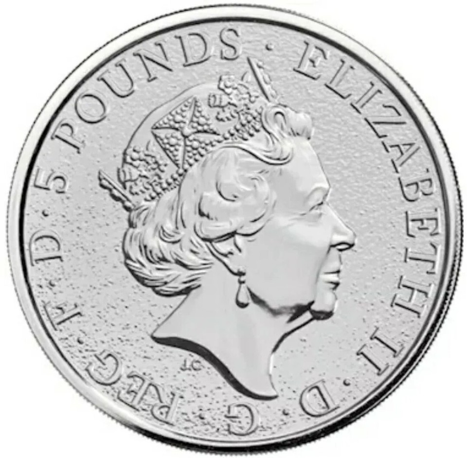 2016 2 Oz Silver £5 Great Britain Queen Beast LION OF ENGLAND BU Coin ...
