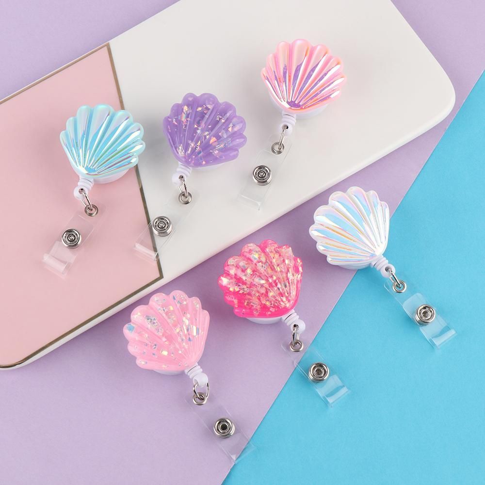 Clip ID Name Card Key Ring Lanyards Shell Shape Badge Holder ...