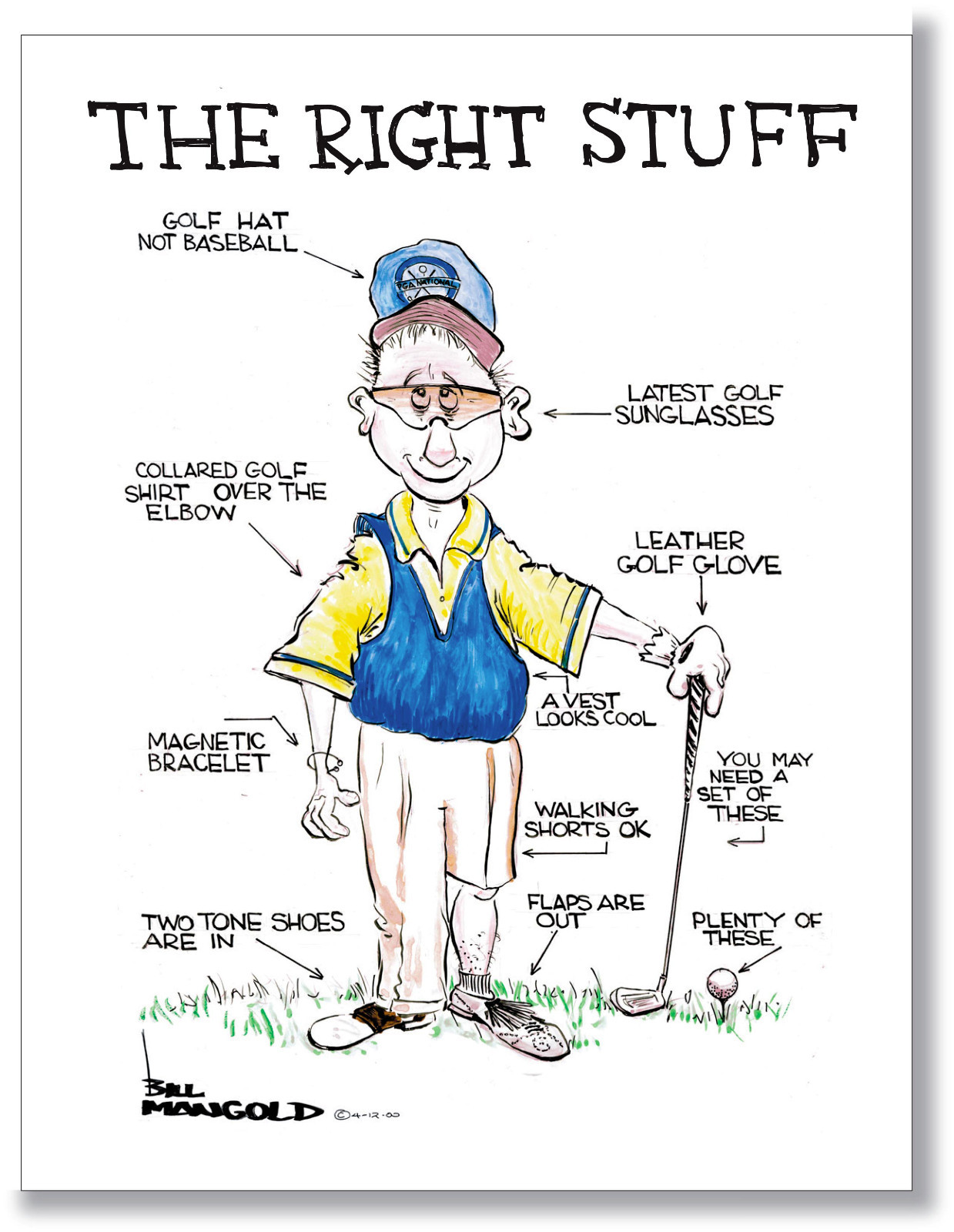 BILL MANGOLD Cartoon THE RIGHT STUFF Golf Humor Funny Greeting Card ...