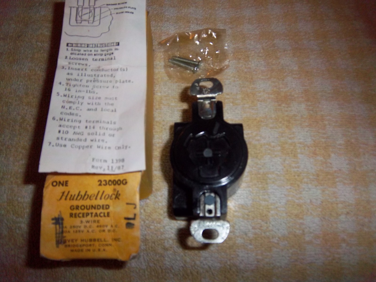 HUBBELL HUBBELLOCK 23000G HBL23000G 20 AMP 125 V 10 AMP 250 VDC 460 VAC ...